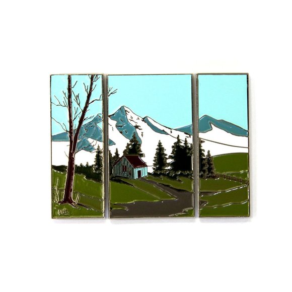 Art | Enamel Pin Custom Lapel The Bob Ross Triptych Hat Pin Set | Poshmark